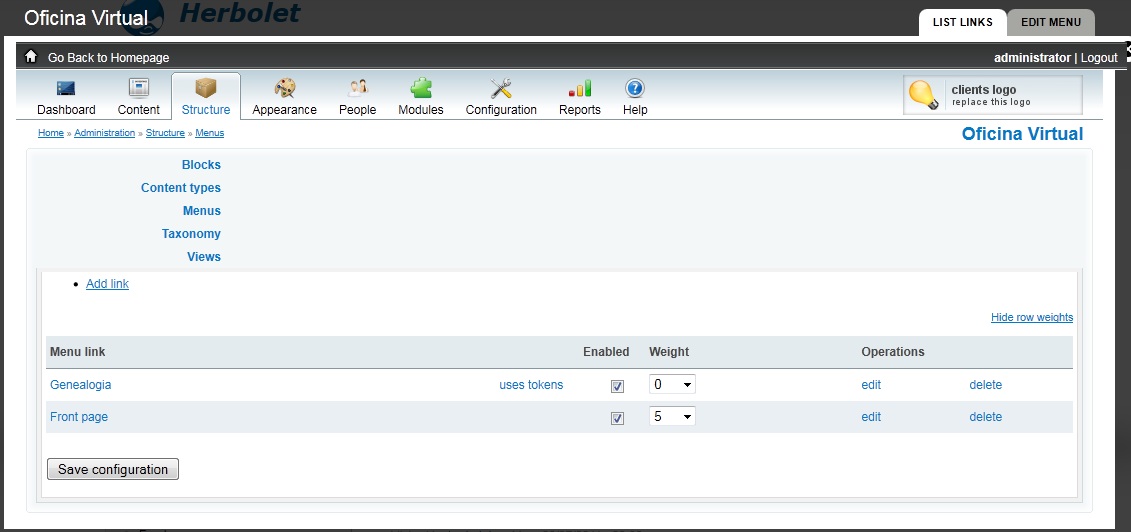 Menu created with menu token not appearing [#1203184] | Drupal.org